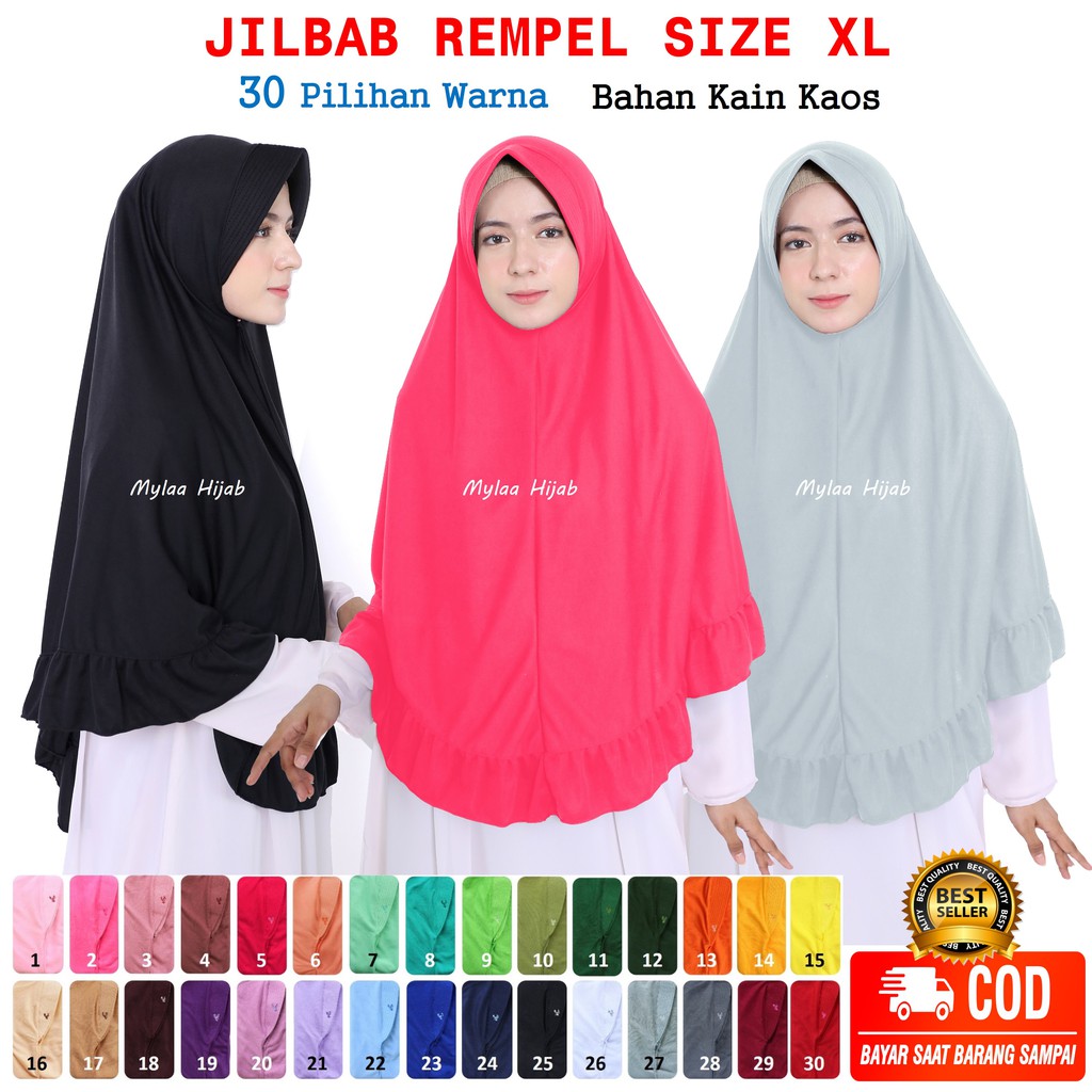 Jual Jilbab Instan bergo kerudung REMPEL hijab size XL bahan kaos anak ...