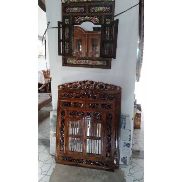 Jual Kaca cermin tolak balak dari bhn kayu jati.kaca krepyak | Shopee ...