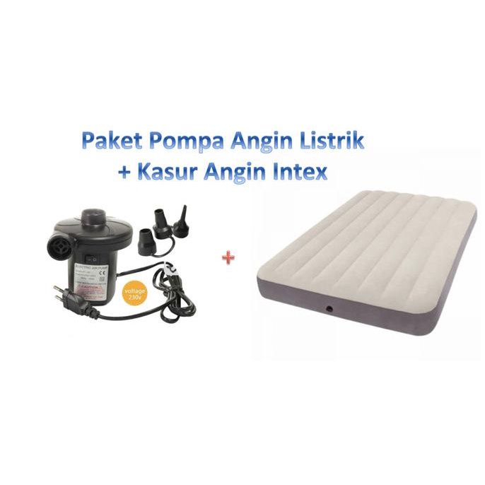 Jual PAKET Pompa Angin Listrik + Kasur Angin Intex Durabeam Twin 64707 ...