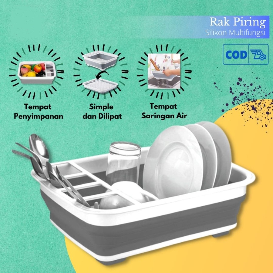 Jual Baskom Bak Cuci dan Rak Piring Lipat Serbaguna wadah tempat ...