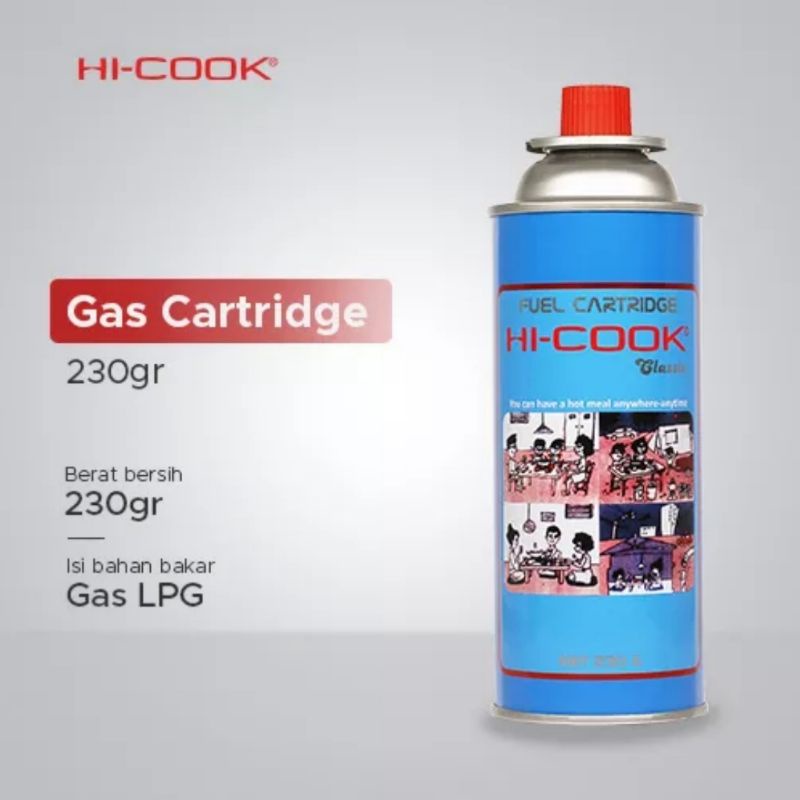 Jual Kaleng Gas HI COOK 230 Gram Untuk Refil Kompor Portable | Shopee ...