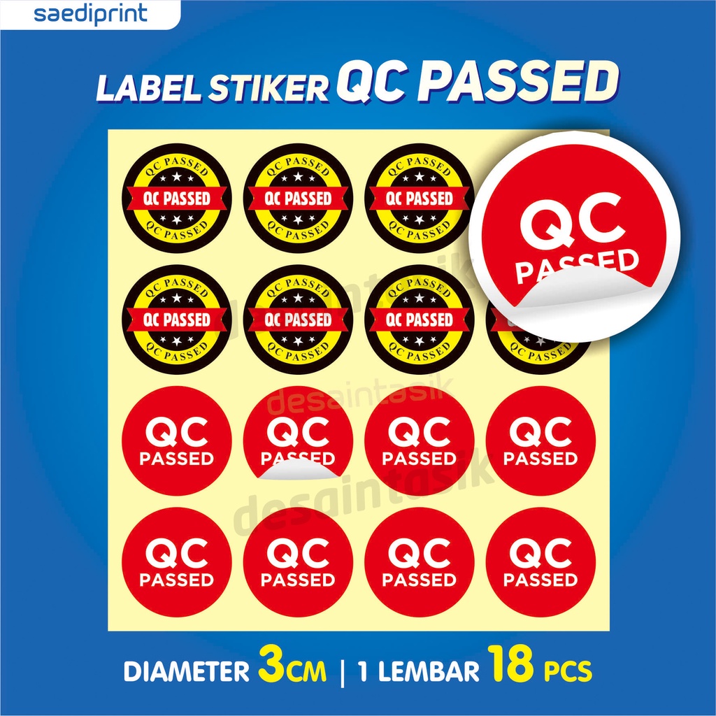 Jual Stiker Label QC Passed bulat 3cm, cromo 1 lembar 18pcs cutting ...