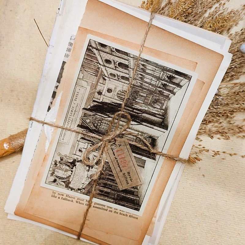 Jual old book paper bundle (30+pcs) vintage journal scrapbook old paper ...