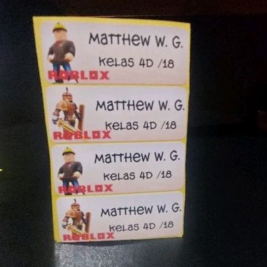 Jual Roblox Sticker Nama Label Name Stiker nama Anak Sekolah Buku ...