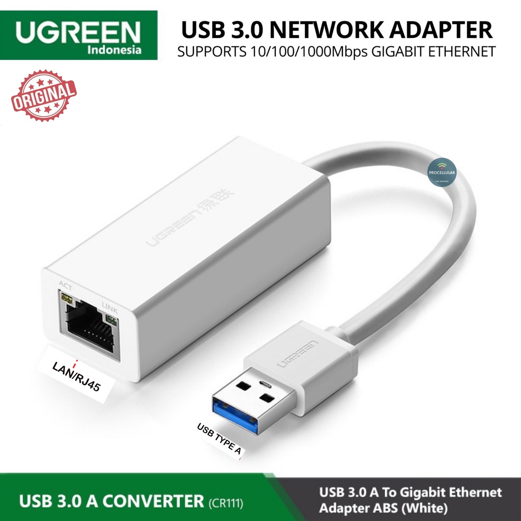 Jual Ugreen USB to RJ45 Network Adapter USB 3.0 Lan Gigabit Ethernet ...