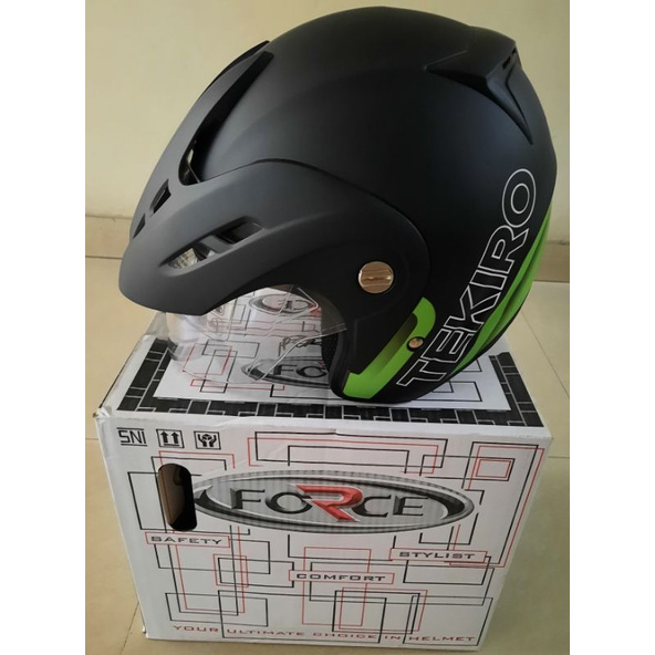 Jual Helm Tekiro Hitam Lis Hijau( Untuk Orang Dewasa) | Shopee Indonesia