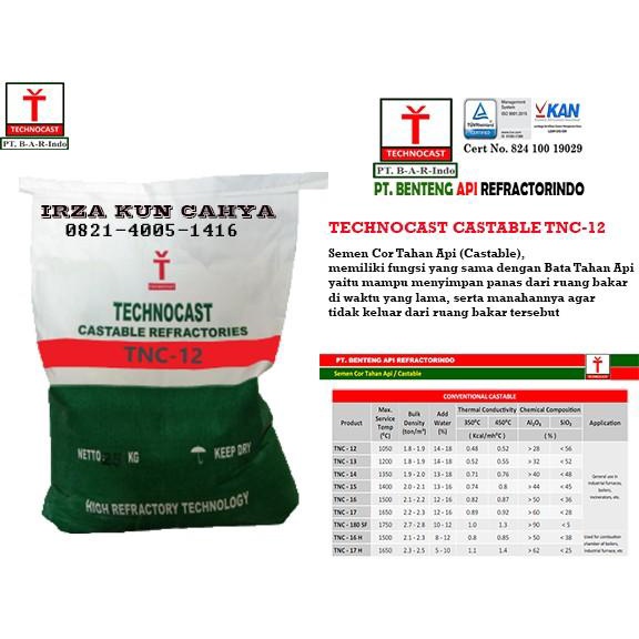 Jual Semen Cor Tahan Api Merk Technocast Castable Tnc-12 | Shopee Indonesia