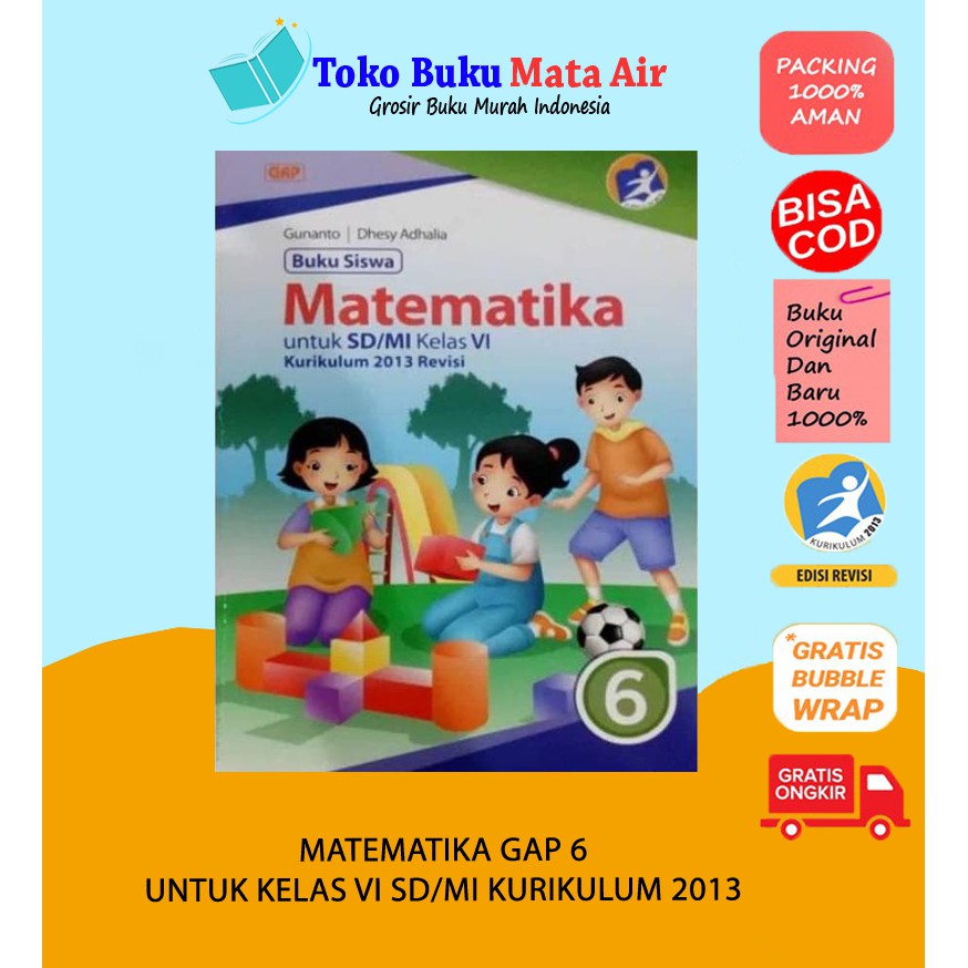 Jual BEST SELLER BUKU SISWA MATEMATIKA GAP 6 UNTUK SD/MI KELAS VI - ERLANGGA | Shopee Indonesia
