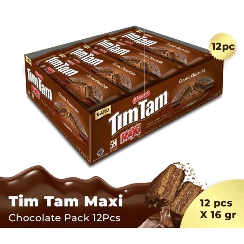 Jual Tim Tam Timtam Maxi Vanilla Classic Chocolate Coklat Box Isi 12 ...