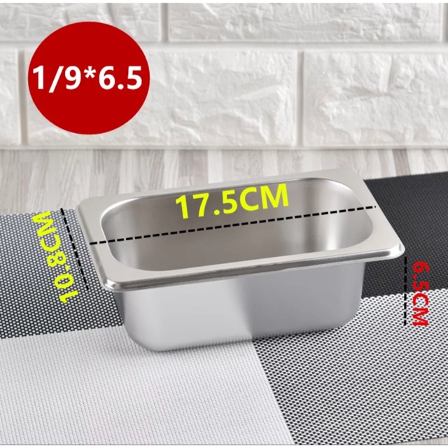 Jual gastronom Food pan 1/9 ke dalam 6.5cm 10cm wadah penyimpan 1965 19100stainless | Shopee ...