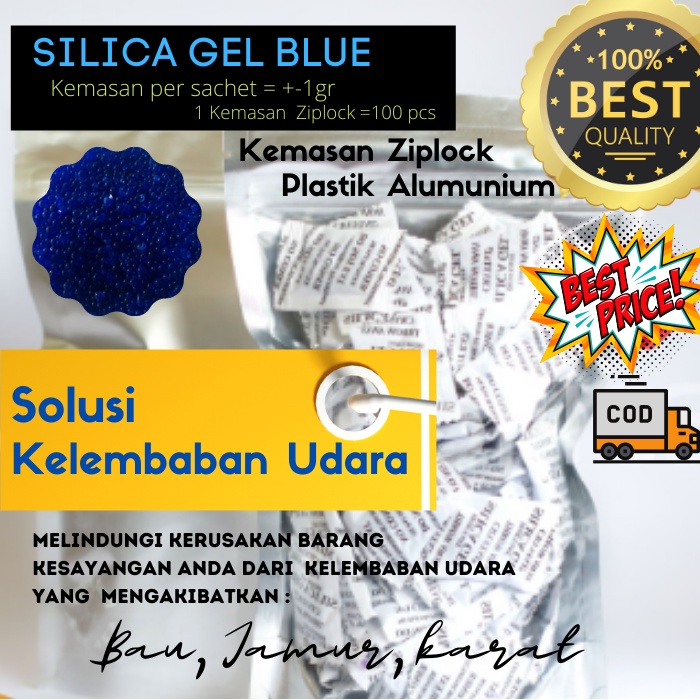Jual Silica Gel Blue Natural 1gr Grade A Silika Jel Biru Kemasan 1 Pack isi 100 sachet | Shopee ...