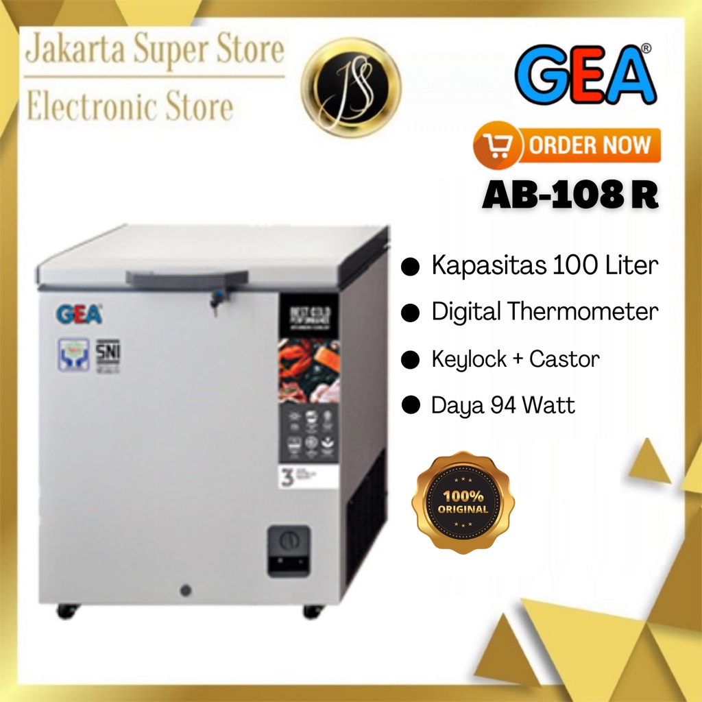 Jual GEA CHEST FREEZER BOX AB-108 R KAPASITAS 100 LITER | Shopee Indonesia