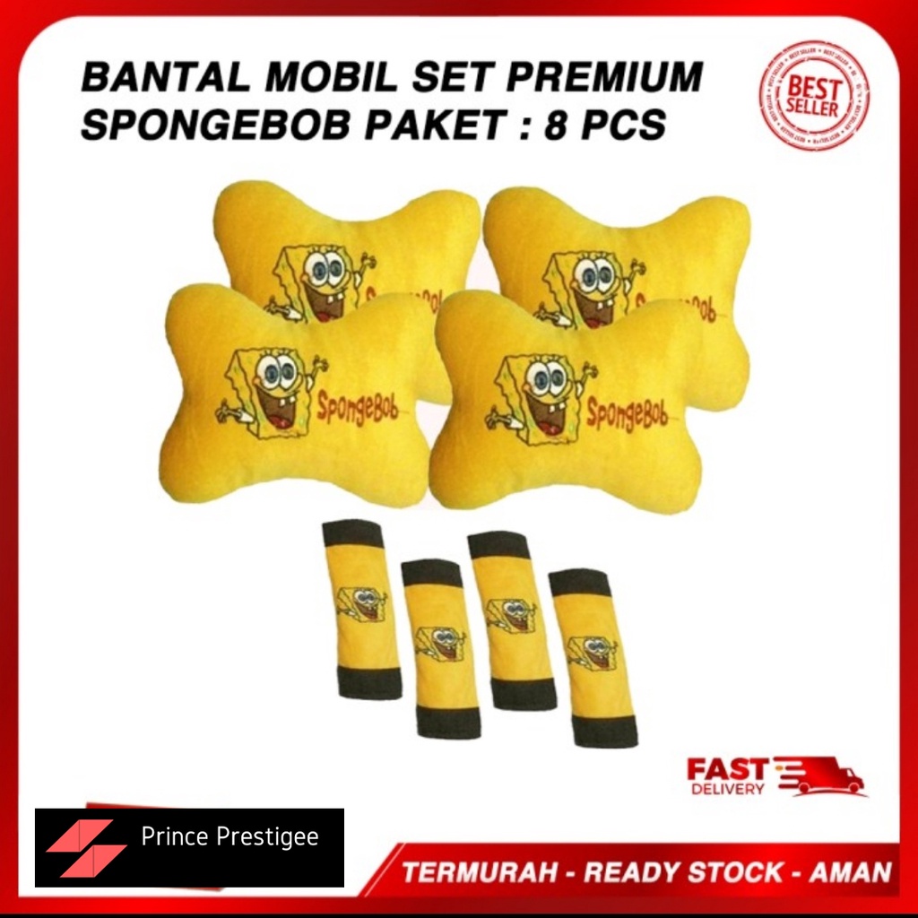 Jual Bantal Jok Mobil SPONGEBOB Aksesoris Bantal Leher SPONGE BOB Set 8 ...