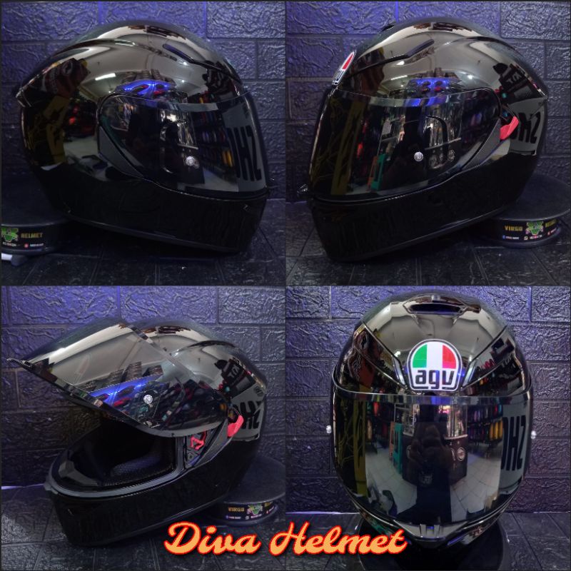 Jual HELM AGV K3 SOLID BLACK GLOSSY ORIGINAL VISOR SMOKE SNI DOT ...
