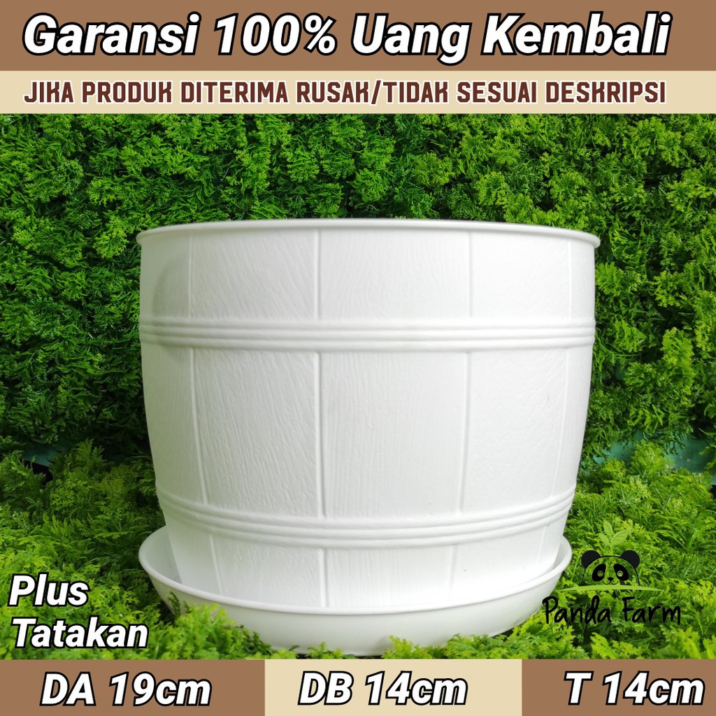 Jual Pot Bunga Plus Tatakan Bambu High Quality Florus 6720 Putih Green ...