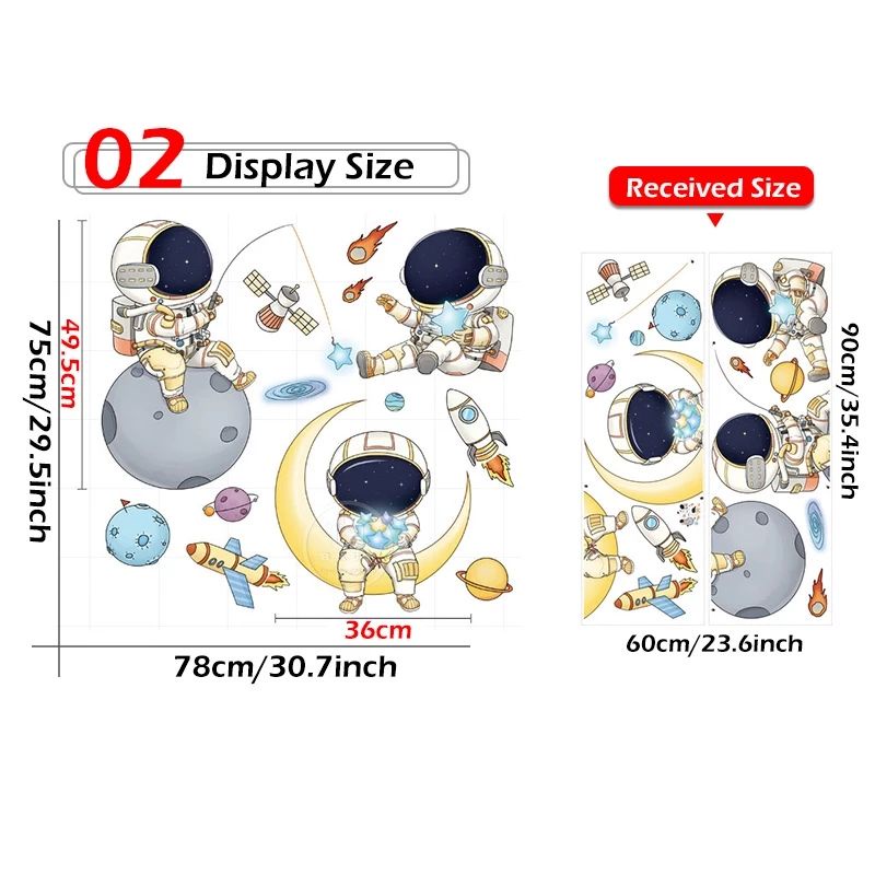 Jual Wallsticker Dinding estetik Astronot Roket Bulan / Planet - Stiker ...