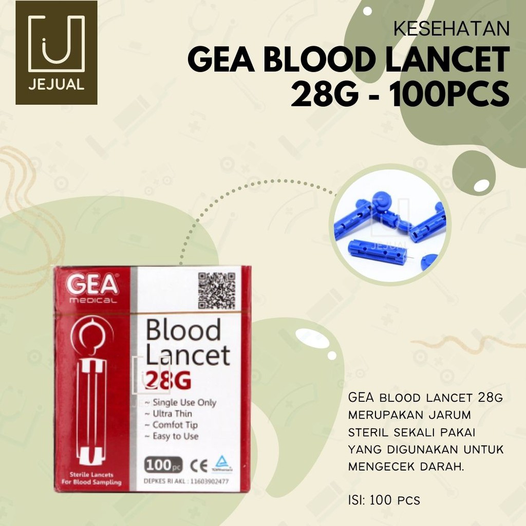 Jual GEA BLOOD LANCET 28G 100biji Jarum Autoclick Alat Bekam Pengambil ...