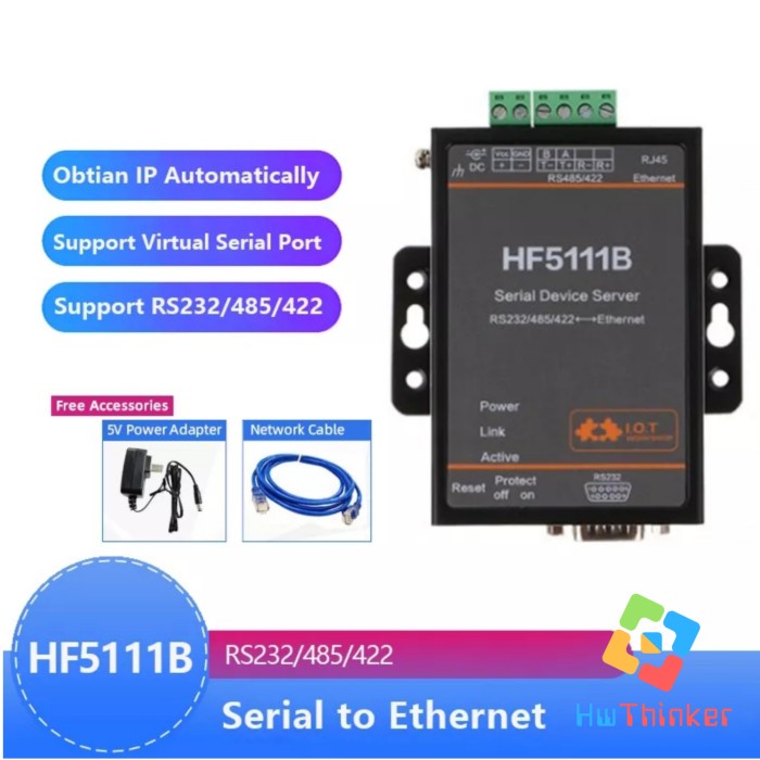 Jual HF5111B HF-5111B Serial RS232/RS485/RS422 To Ethernet Converter Modbus TCP IP | Shopee ...