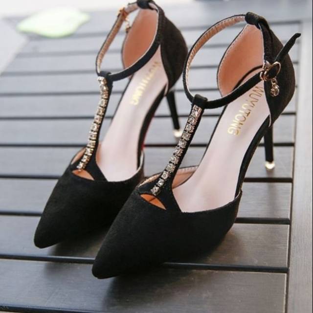 Jual (COD)RINITSHOES High heels PD334 HITAM (REALPICT GESER) | Shopee ...