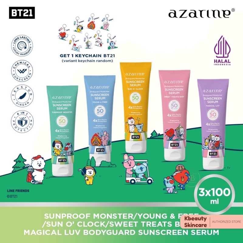 Jual Azarine X BT21 Body Guard Moisturizer Sunscreen Serum SPF 50 PA ...