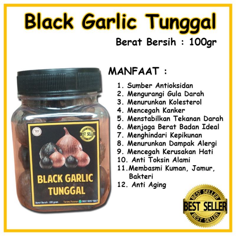 Jual Bawang Tunggal Hitam Premium Black Garlic Tunggal Kemasan 100 Gram / Bawang lanang Tunggal ...