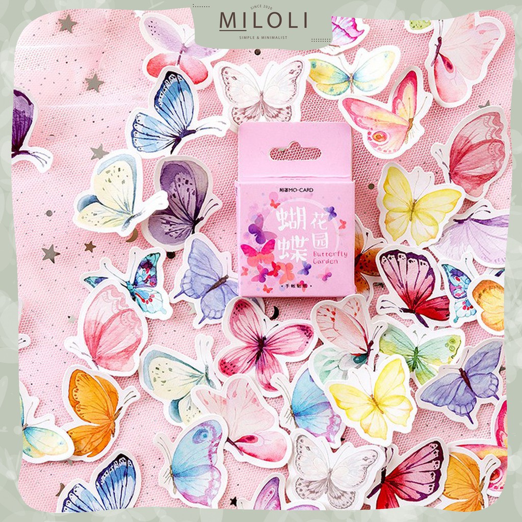Jual [MILOLI] 46 Pcs BUTTERFLY Deco Sticker DIY Scrapbook Stiker Lucu ...