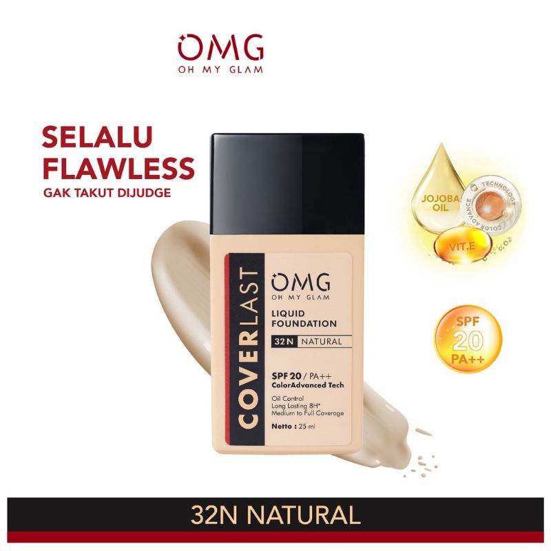 Jual OMG Oh My Glam Coverlast Liquid Foundation SPF 20 PA++ 25ml | Alas ...