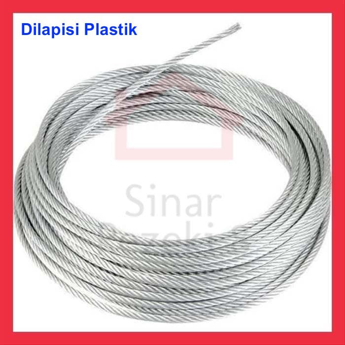 Jual Tali Kawat Baja 2 MM ANTI KARAT Lapis Plastik PVC Cable Kabel Seling Kaca Sling Baja Steel ...