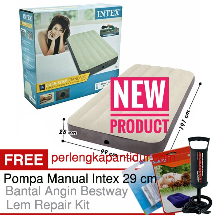 Jual Kasur Angin INTEX Durabeam Twin 64707 FREE Pompa Tangan Intex ...