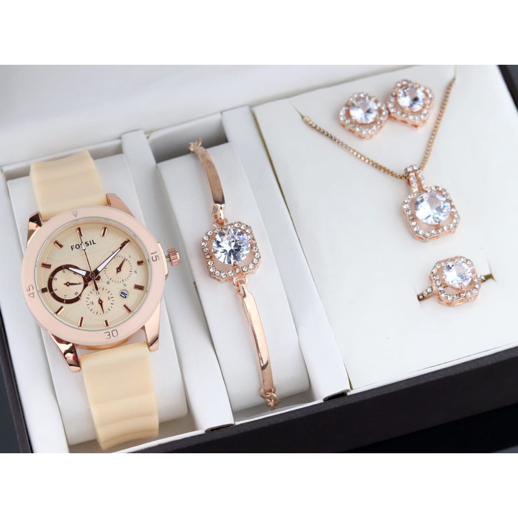 Jual {Cod} Paket 1 Set Acc + Box Kancing || Jam Tangan Casual Wanita ...