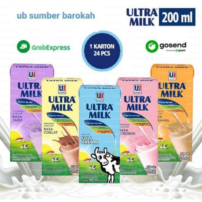 Jual Ultra Milk Susu UHT All Variant 200 Mili 1 Karton Isi 24 Pcs | Rasa Coklat | Rasa Stobery ...