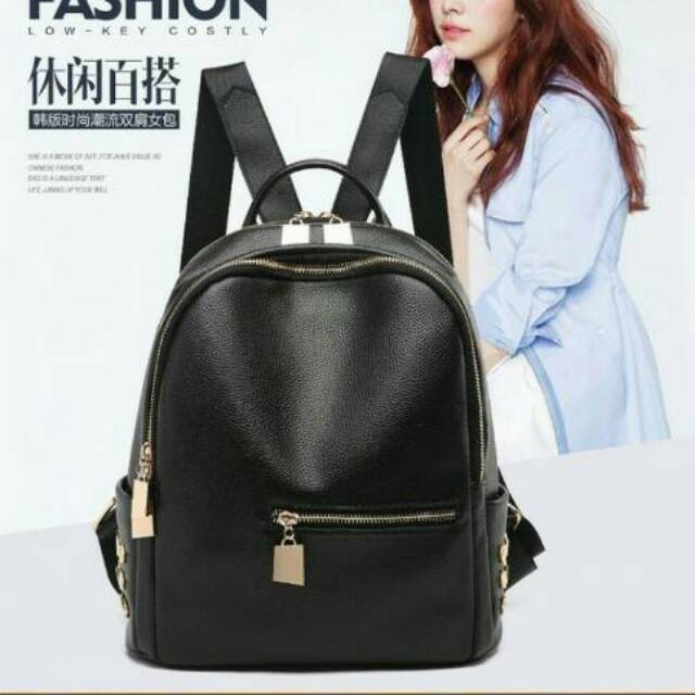 Jual Tas Punggung Kulit Hitam Import Tas Kerja Wanita Ransel Kuliah ...