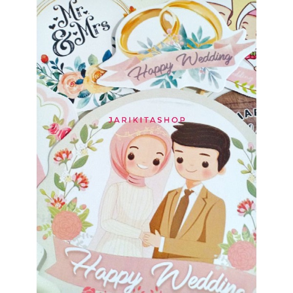 Jual CAKE TOPPER HAPPY WEDDING MUSLIMAH HIJABER SAMAWA JILBAB HIASAN ...