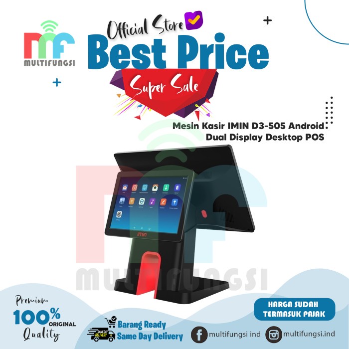 Jual Mesin Kasir IMIN D3-505 Android Dual Display Desktop POS - 2GB/8GB | Shopee Indonesia