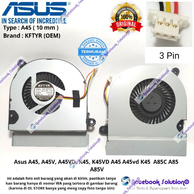 Jual KIPAS COOLING FAN ASUS A45 A45V A45VD K45 K45VD A45 A45vd K45 A85C ...
