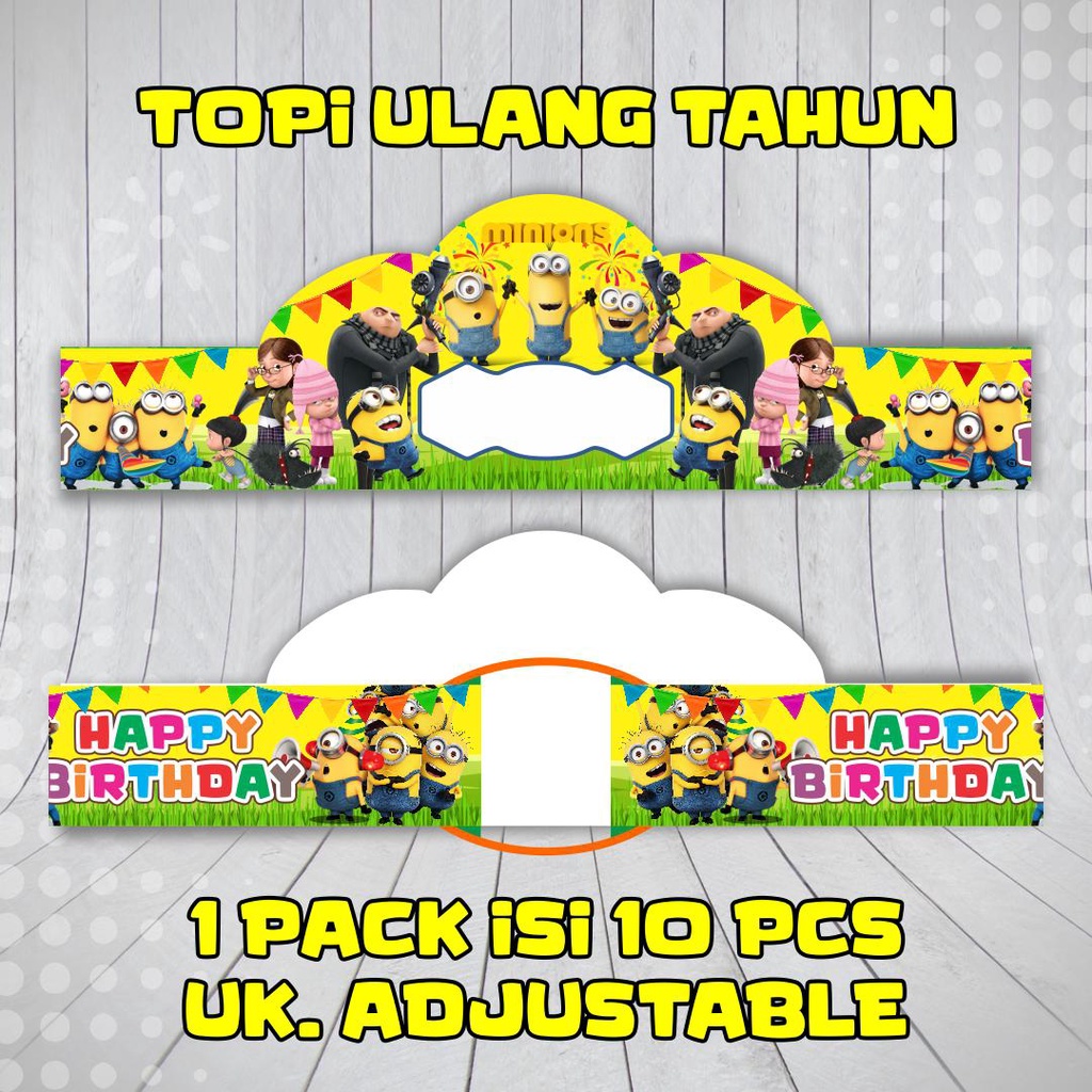 Jual Topi Ulang Tahun Anak Gambar Minion isi 8 pcs | Shopee Indonesia