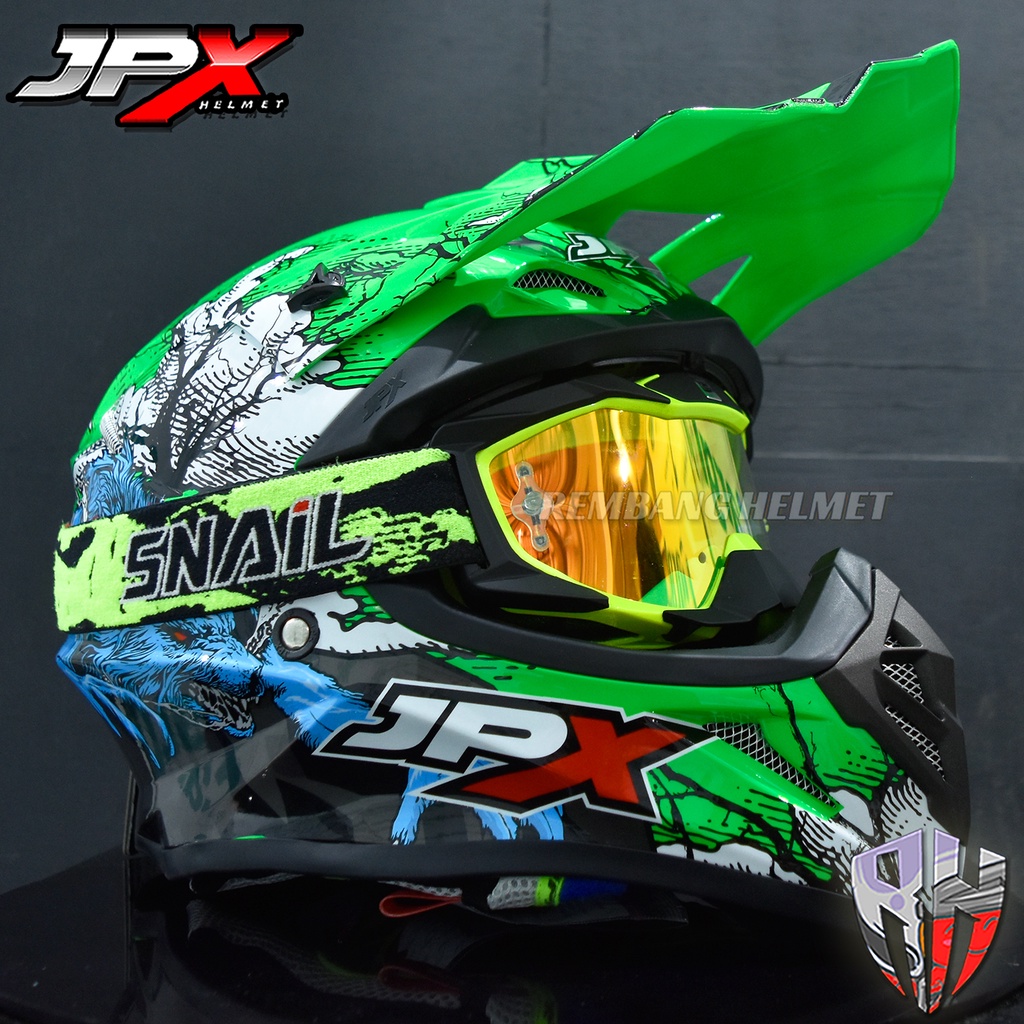 Jual HELM JPX CROSS X14 FLUO GREEN GLOSS PAKET GANTENG, VISOR SNAIL ...