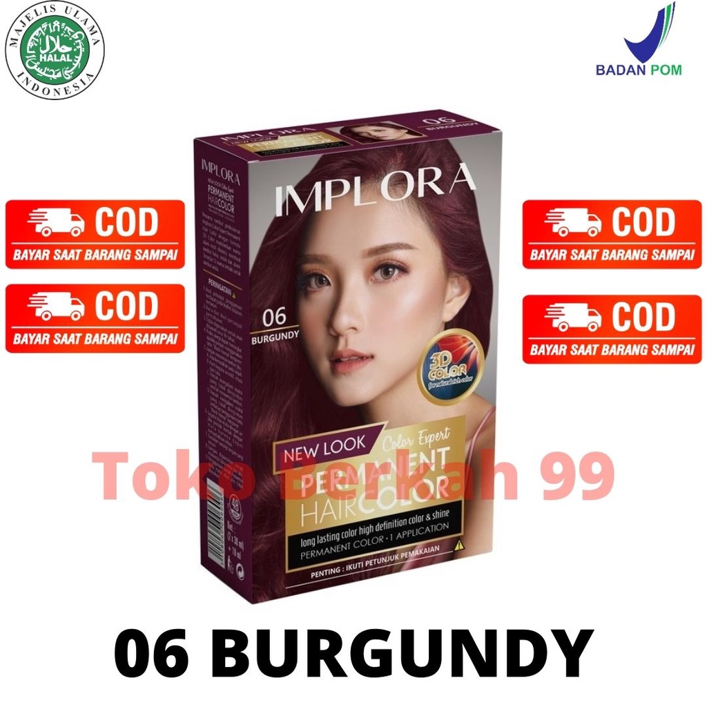 Jual IMPLORA NEW LOOK Permanent Hair Color 06 BURGUNDY | CAT RAMBUT ...