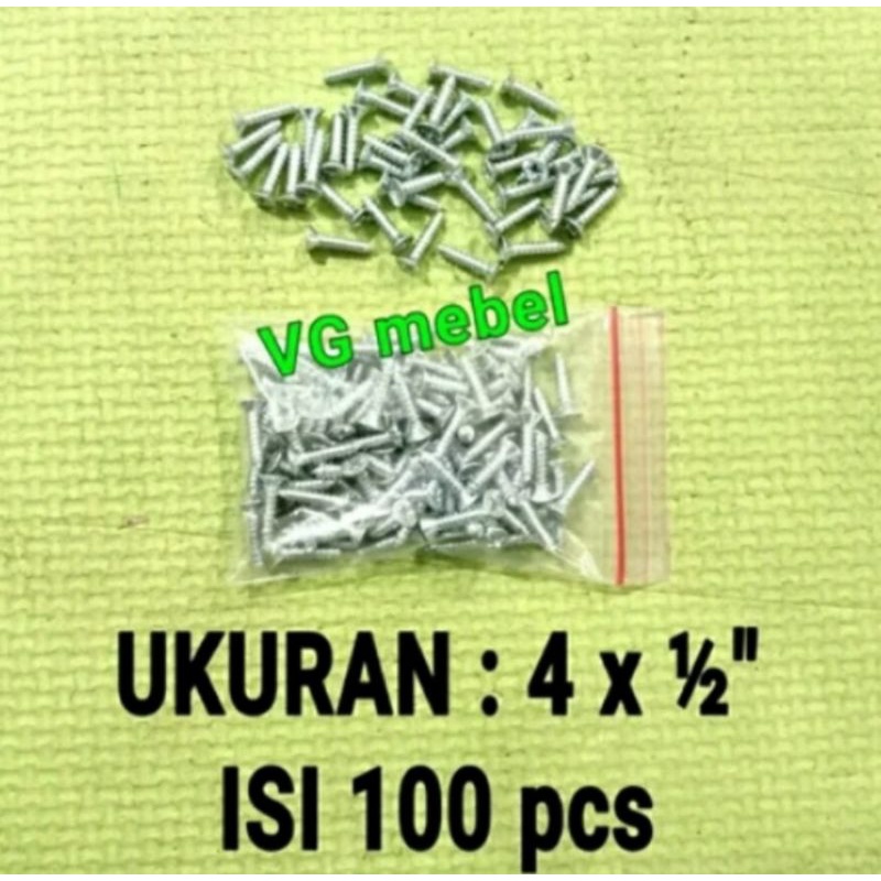 Jual Skrup Taping Putih JF 4 x 1/2" - Sekrup Engsel Piano 12 mm (± 100 pcs) | Shopee Indonesia