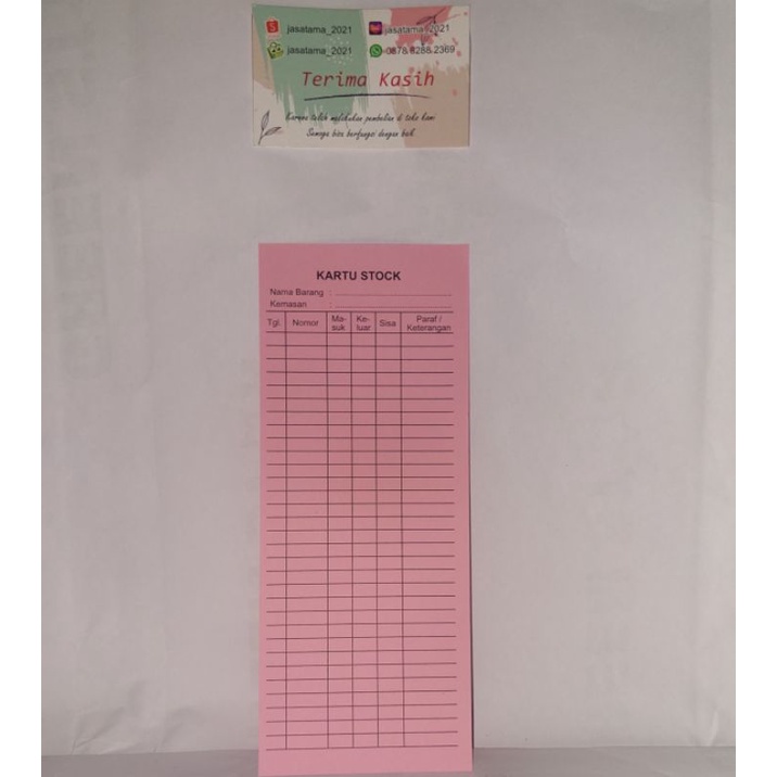 Jual Kartu Stok obat /barang 1 paket Berisi 100 Lembar Dengan Warna 5 ...