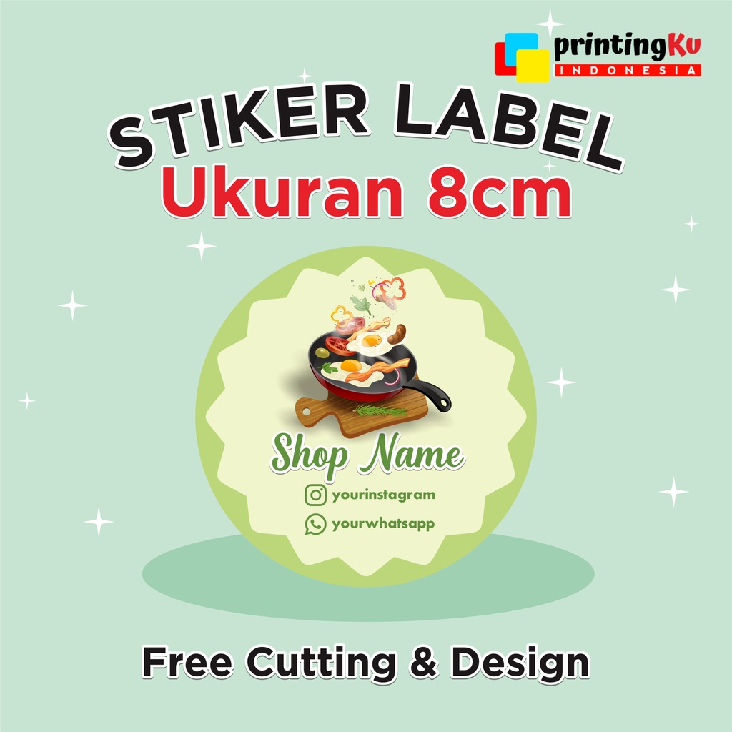 Jual CETAK STIKER LABEL NAMA UKURAN 8 CM / LABEL BULAT LABEL PRODUK ...