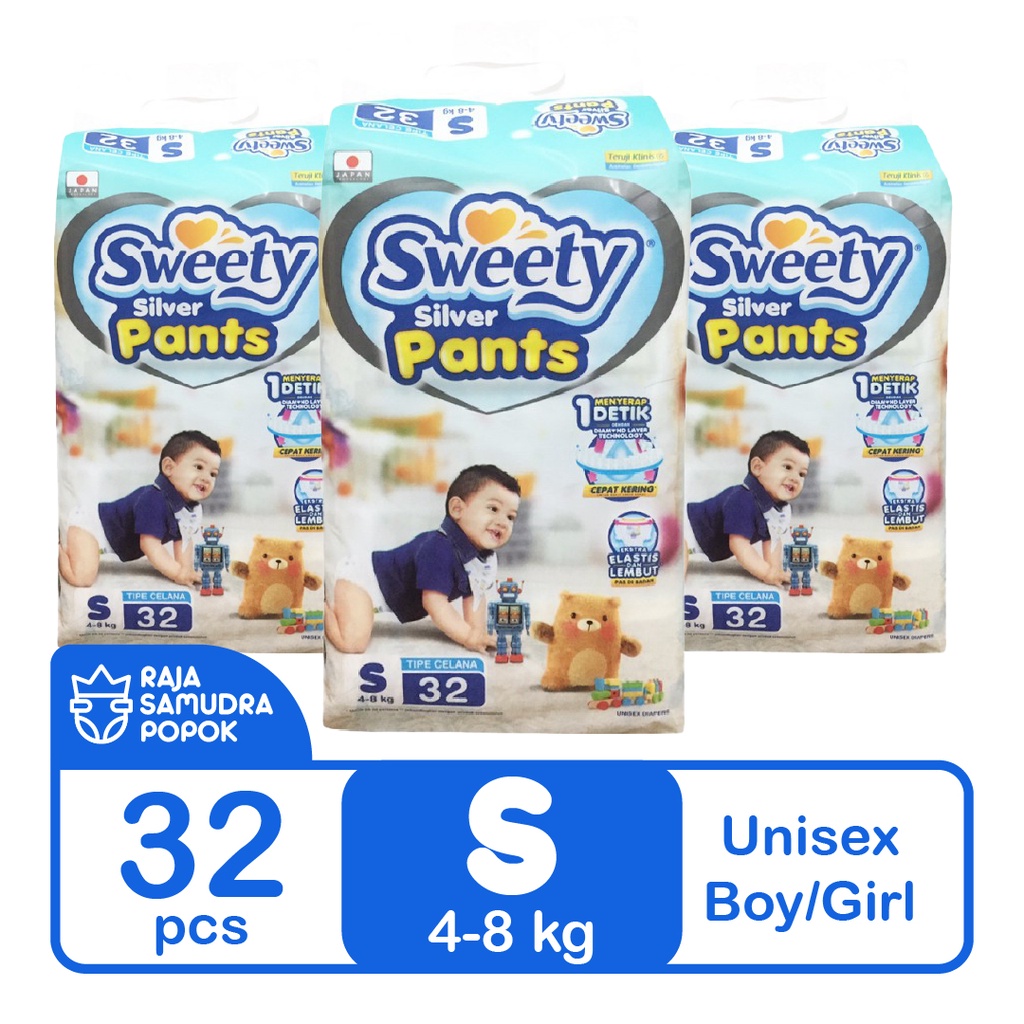 Jual SWEETY SILVER PANTS ( NBS-40, S32, S66, M28, M46, M60, L26, L28 ...