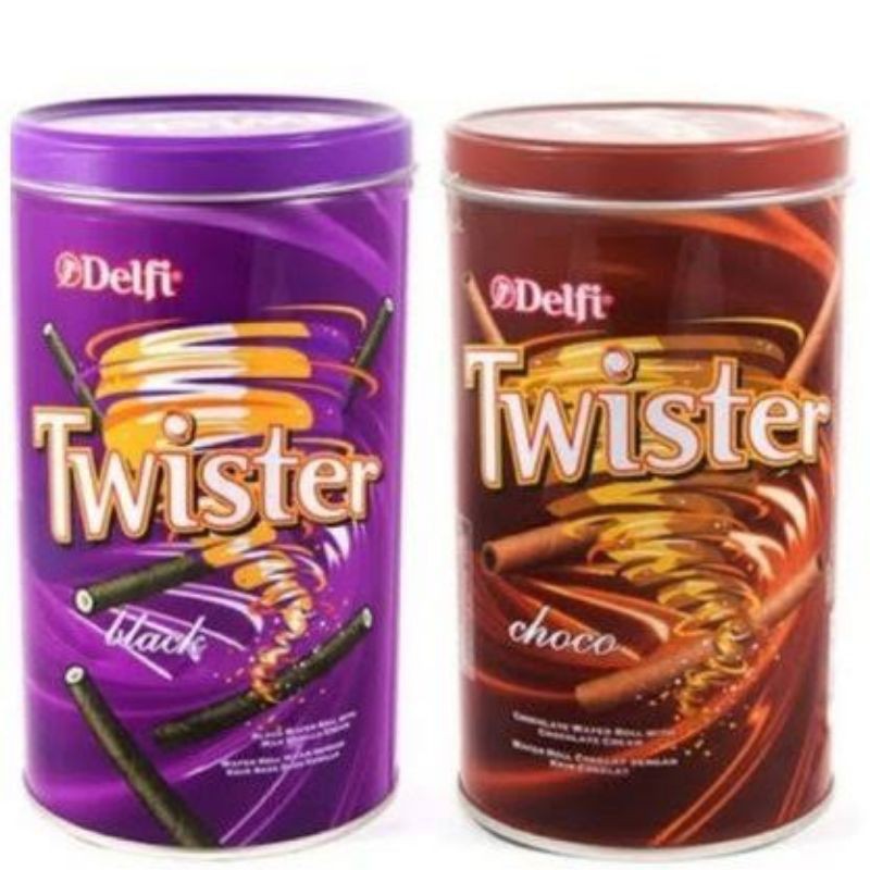 Jual Twister Kaleng Delfi Black Choco 150 gr Wafer Roll Snack Coklat ...