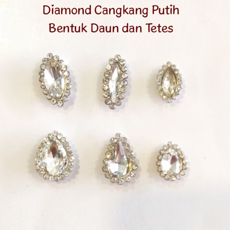Jual Diamond Cangkang Putih Bentuk Daun dan Tetes Isi 12Pcs - Zalia ...