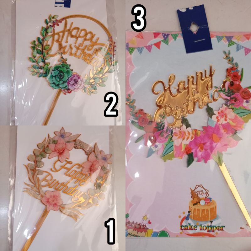 Jual Topper Happy Birthday Bunga Bulat Dipilih Random (per pcs ...