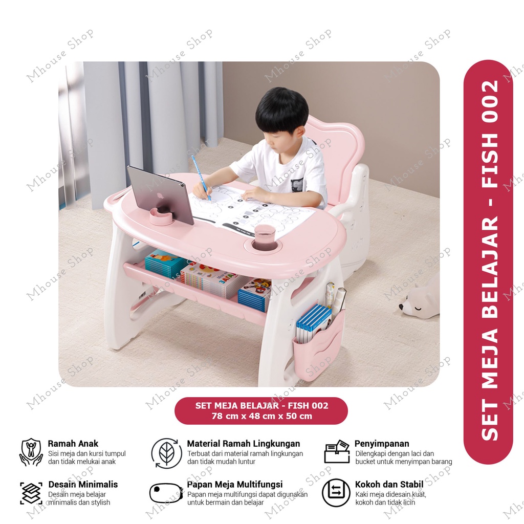 Jual SET MEJA KURSI FISH PAPAN WHITEBOARD GAMBAR BELAJAR MAKAN ANAK ...