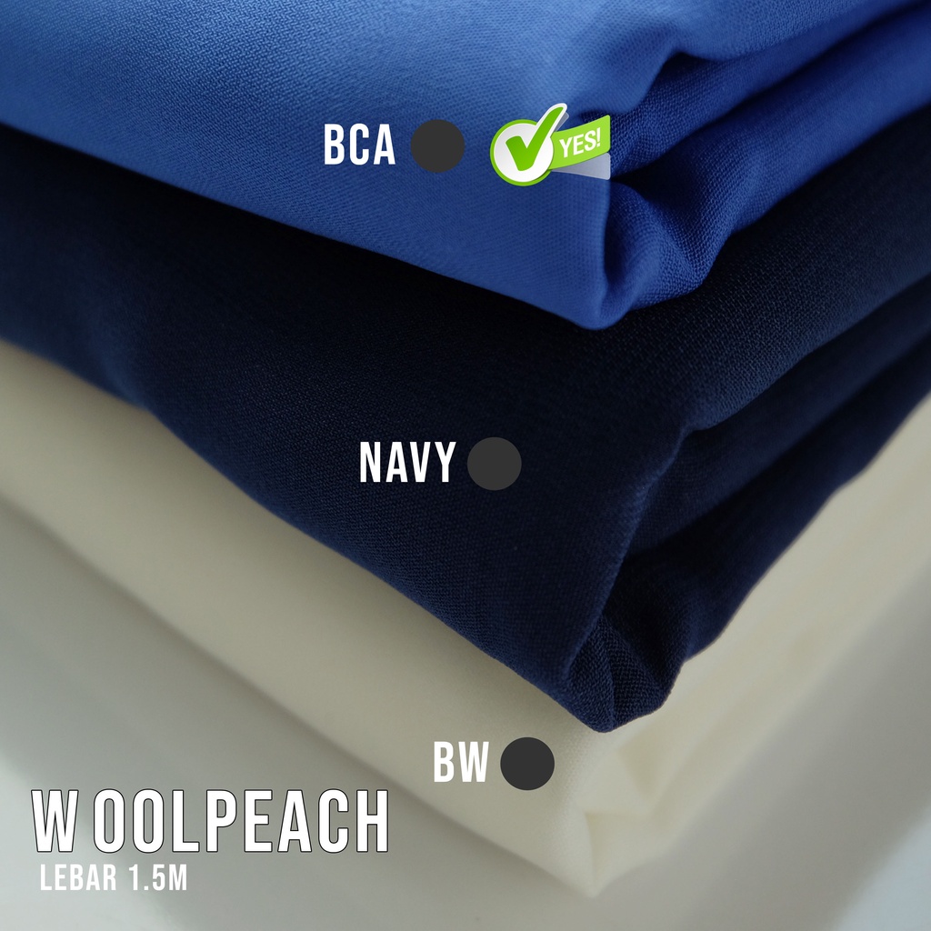 Jual KAIN WOOLPEACH / WOLVIS /WOLFIS WOLPIS POLOS PREMIUM / HQ / GRADE A (per 0,5m) bahan gamis ...