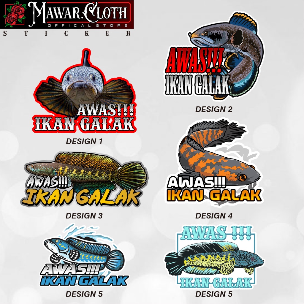 Jual Stiker Aquarium Ikan Galak Awas Ikan Predator Channa Snake head ...