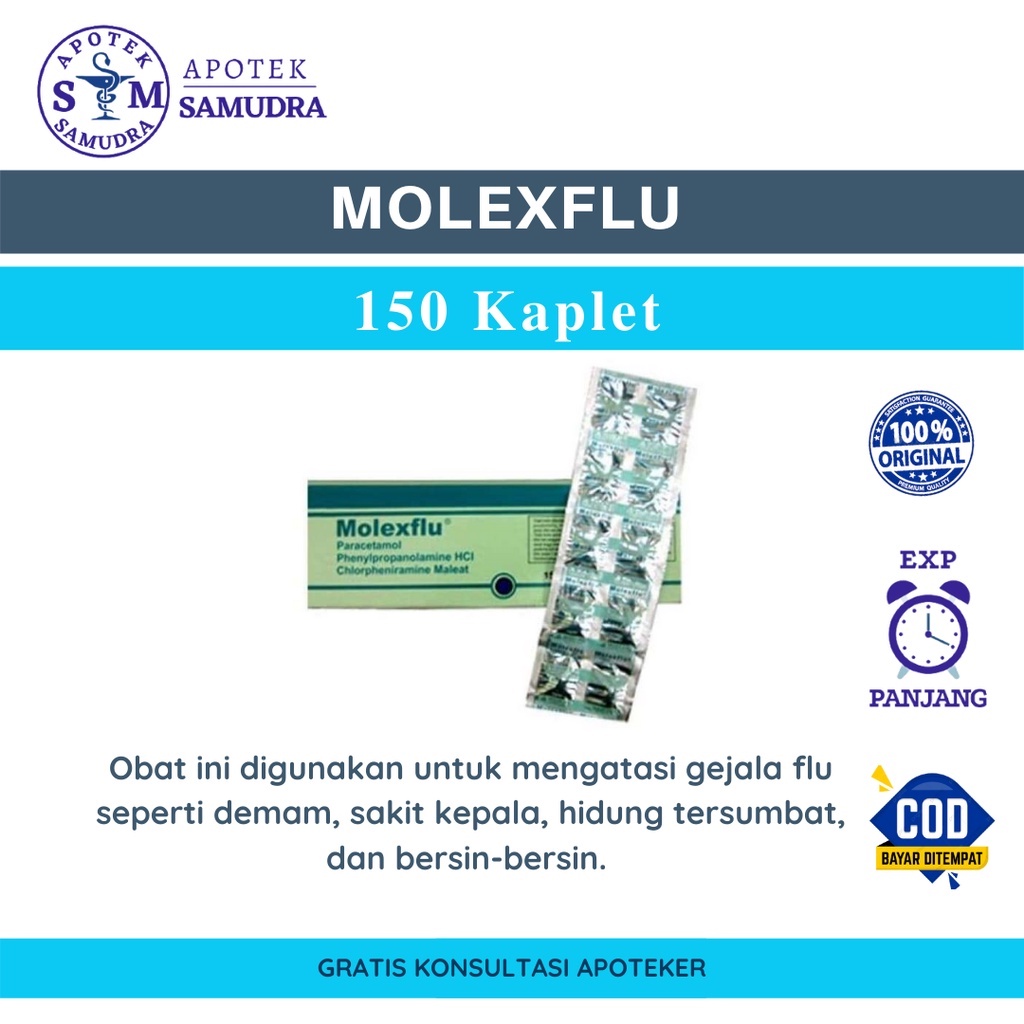 Jual MOLEXFLU Kaplet - BOX isi 150 Kablet (Obat Flu) | Shopee Indonesia