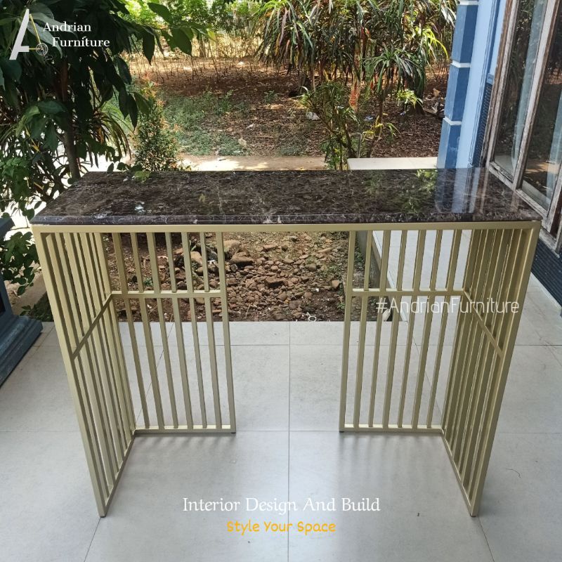 Jual CUSTOM | Meja Konsol Industrial Besi Minimalis Top Table Marmer ...